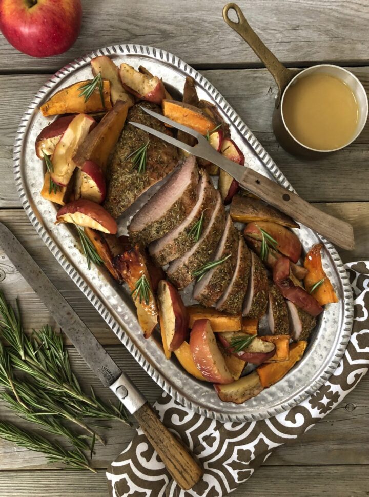 Sheet Pan Maple Dijon Apples & Pork - The Kitchen Fairy