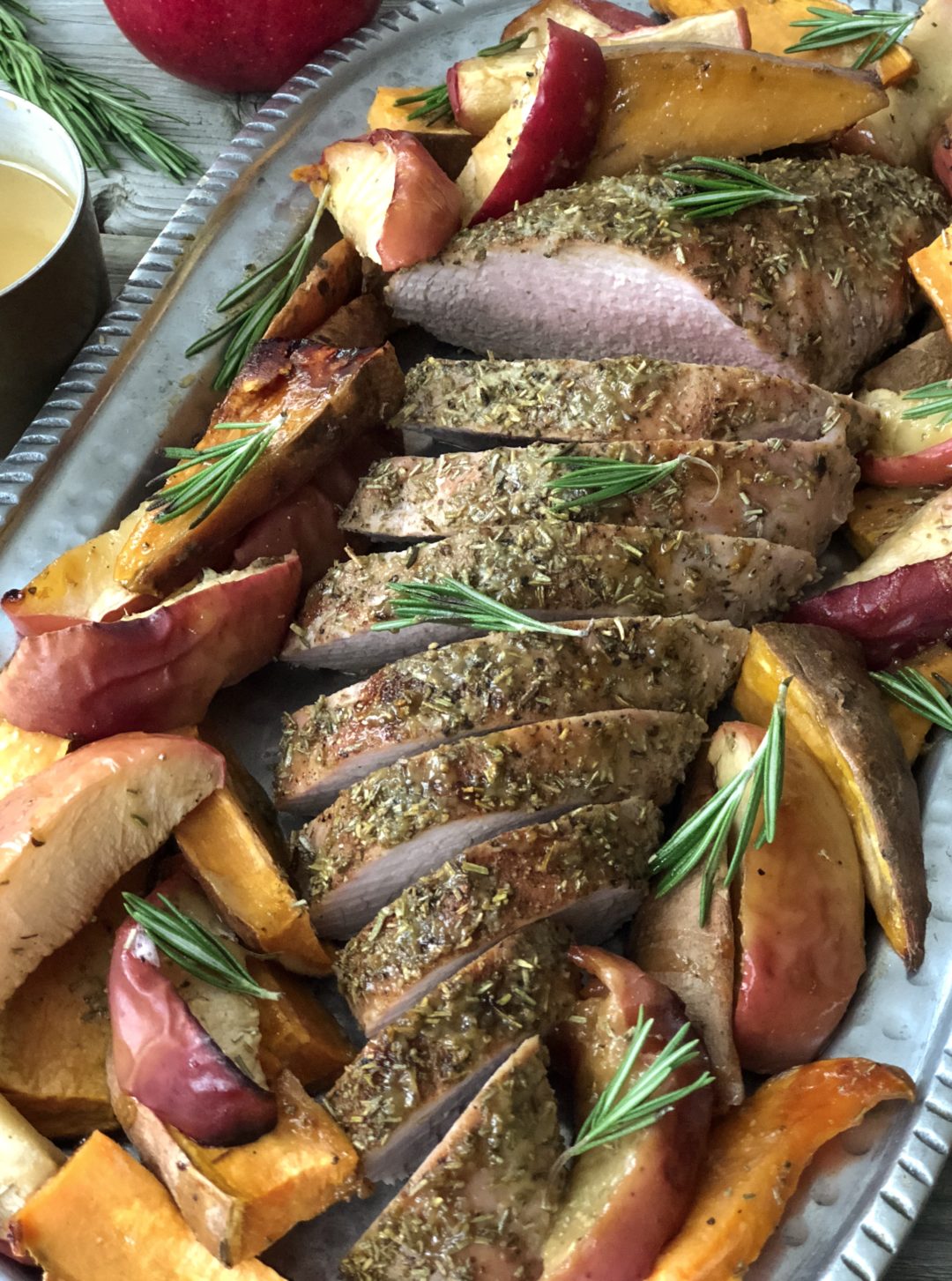 Sheet Pan Maple Dijon Apples & Pork - The Kitchen Fairy