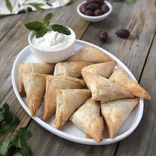 Spanakopita Spinach and Feta Triangles - The Kitchen Fairy